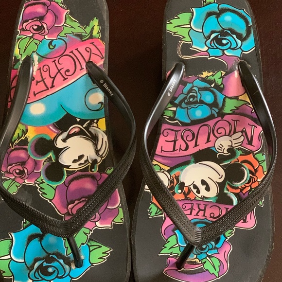 Disney | Shoes | Disney Wedge Flip Flops Fits Sizes 8 29 | Poshmark